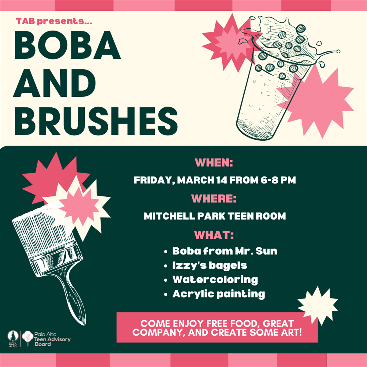 TAB Event: Boba and Brushes – City of Palo Alto, CA